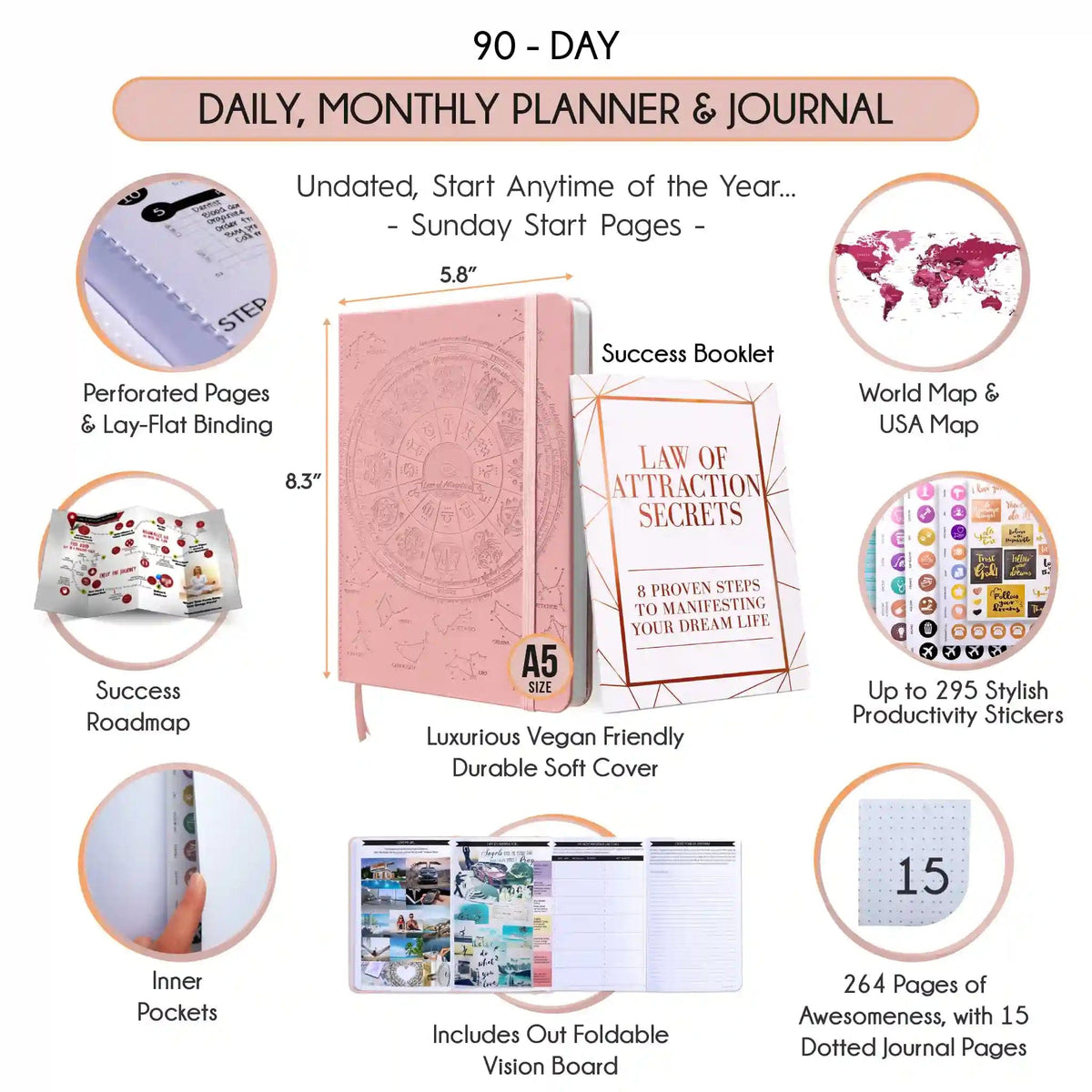 Deluxe Undated 90-Day Daily Planner (A5 Size: 6 x 8.5 inches) – Freedom ...