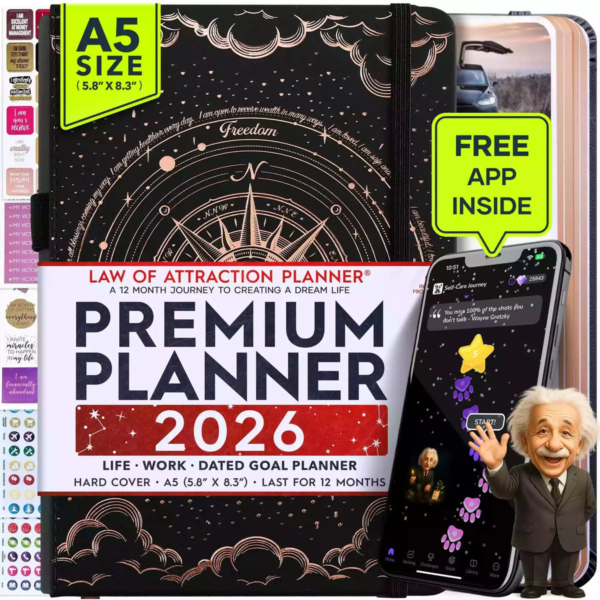 Jan - Dec 2026 Dated Monday Start Deluxe LOA 12 Month Planner (A5 Size ...