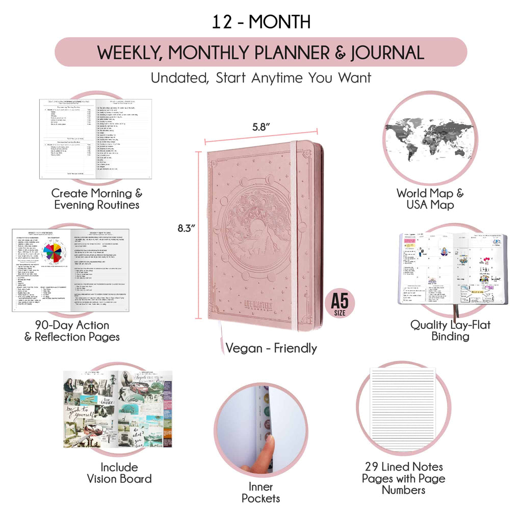 Undated Life Mastery & Happy Life Planner (A5 Size) – Freedom Mastery