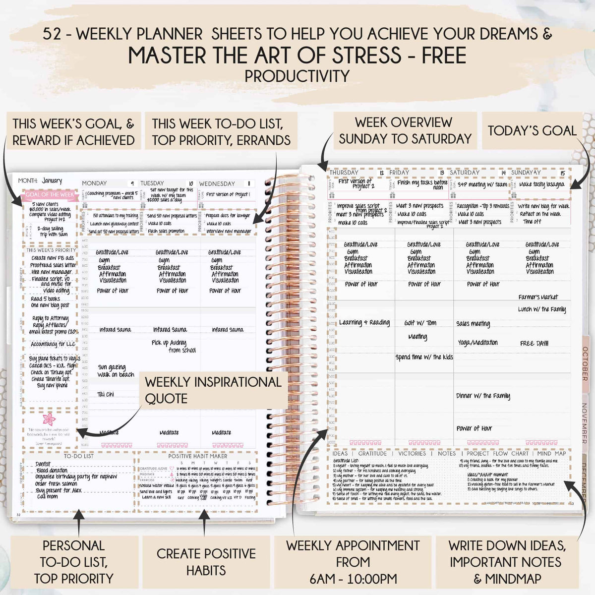 EU & UK Planners: Undated Monday Start Deluxe Manifestation Planner wi ...