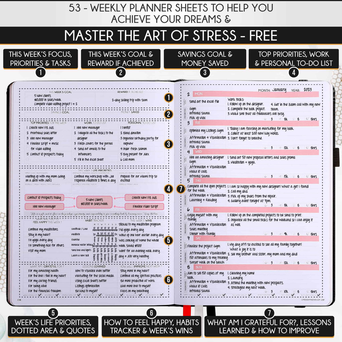 Undated Monday Start Deluxe LOA 12 Month Planner (A4 Size: 8 x 11.5 in ...
