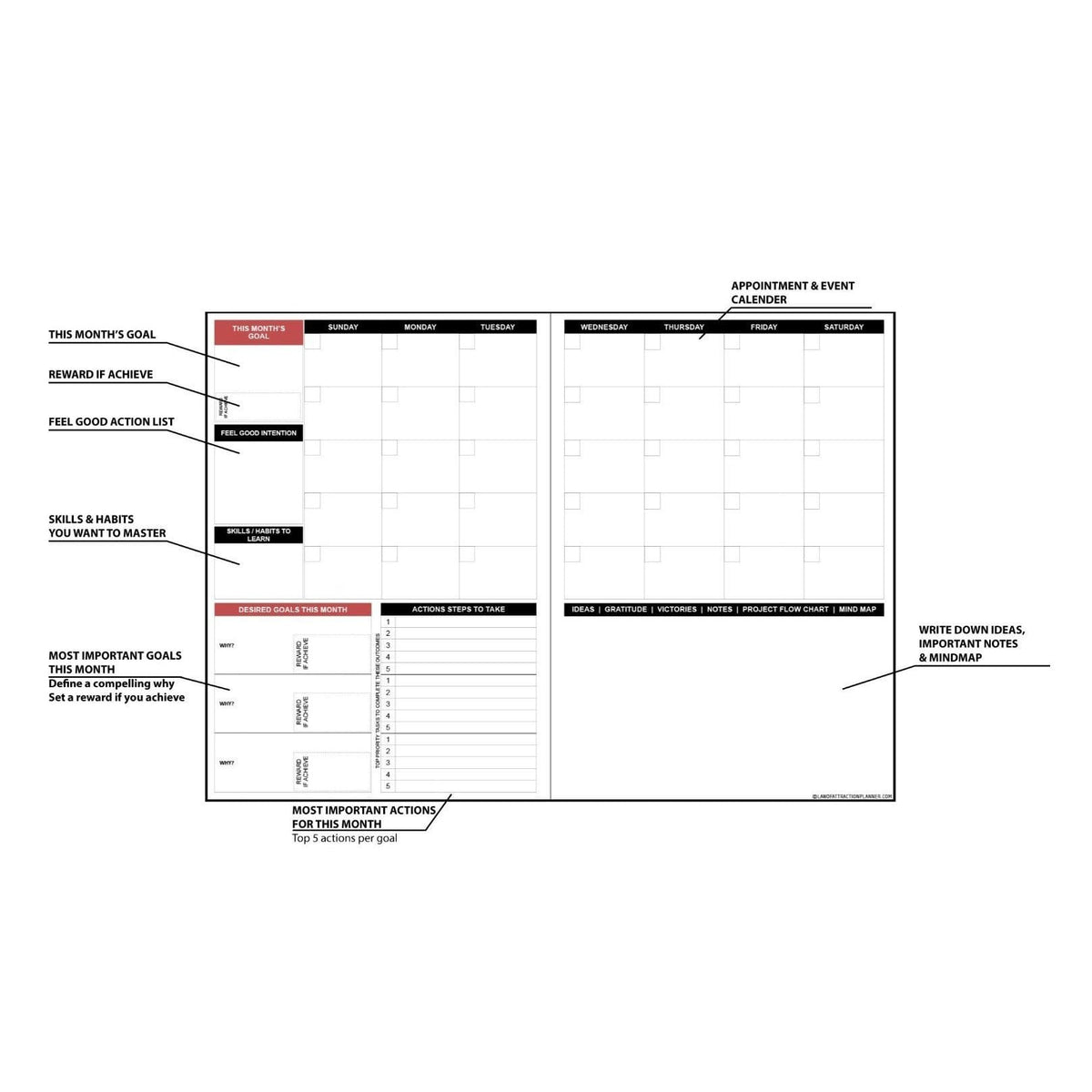 LOA 30 Day Daily Planner (A5 size) – Freedom Mastery